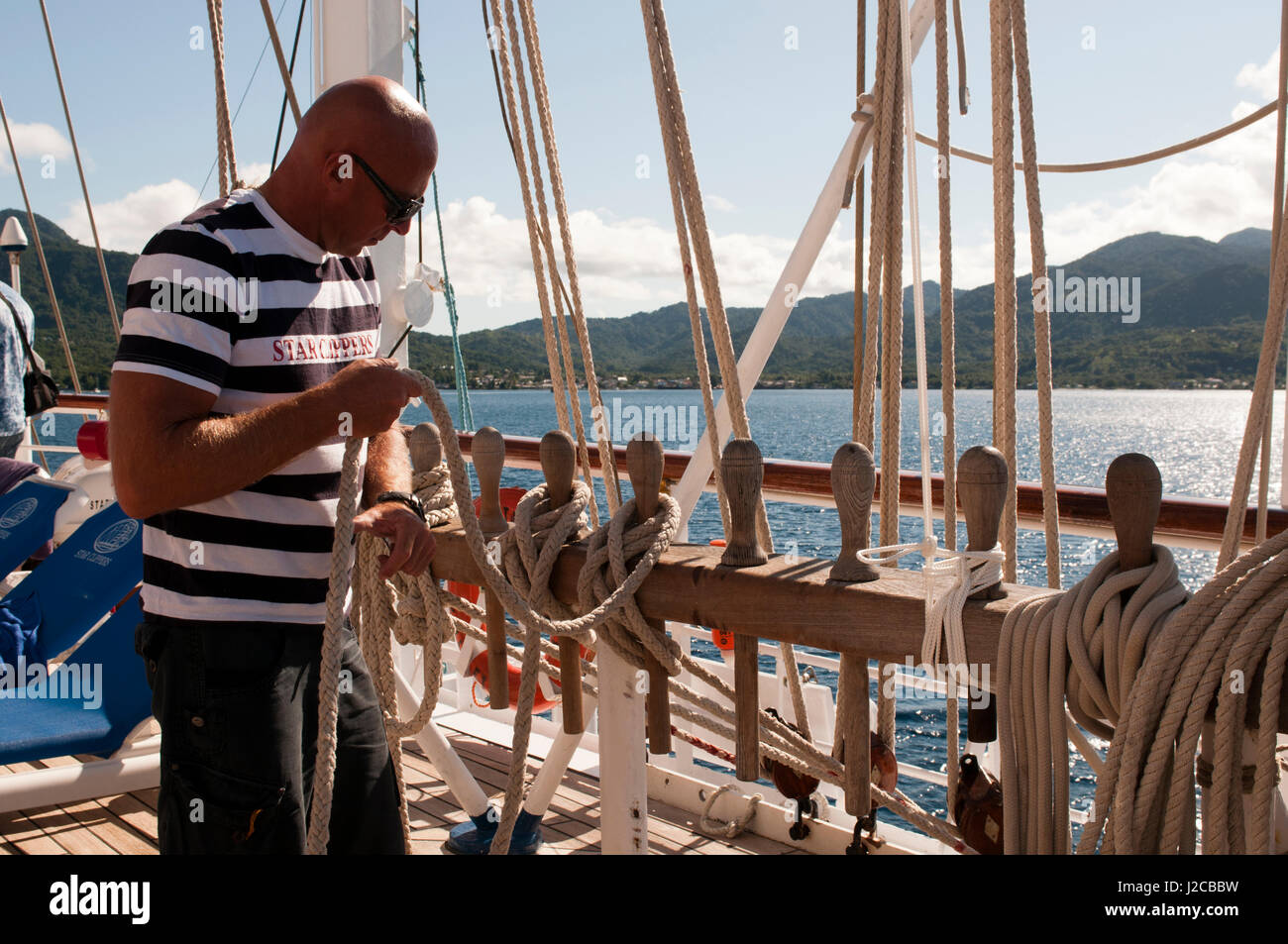 Star Clipper sailing cruise ship, Dominica, Caribbean Stock Photo - Alamy