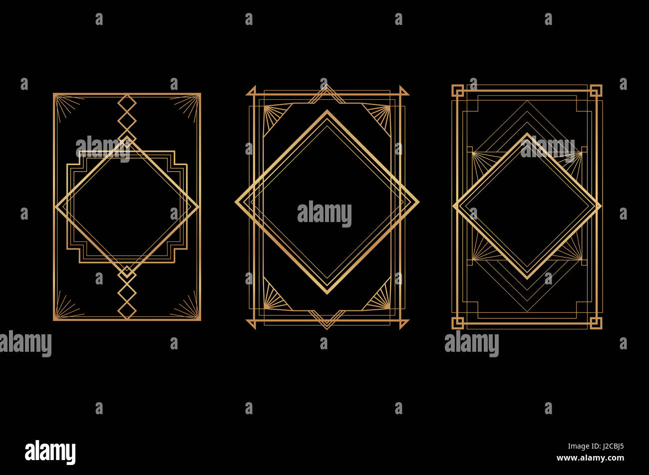 Geometric golden figures against black Stock Photo - Alamy