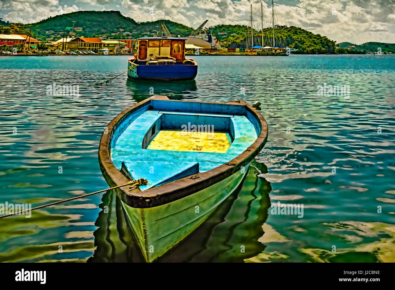 Grenada, St. George's Harbor, boats Stock Photo - Alamy