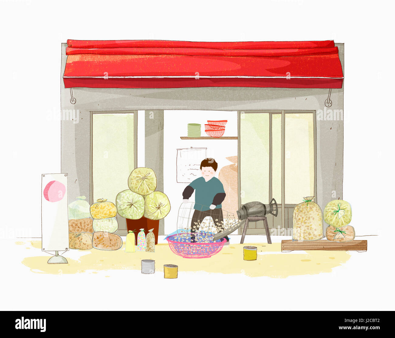 Merchant selling puff cookies at traditional market Stock Photo - Alamy