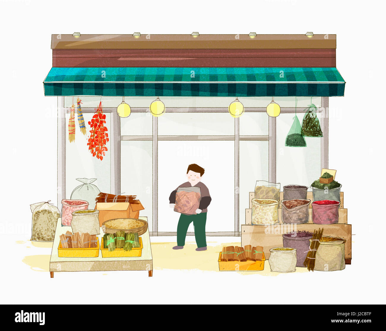 Merchant selling traditional medicine at traditional market Stock Photo ...