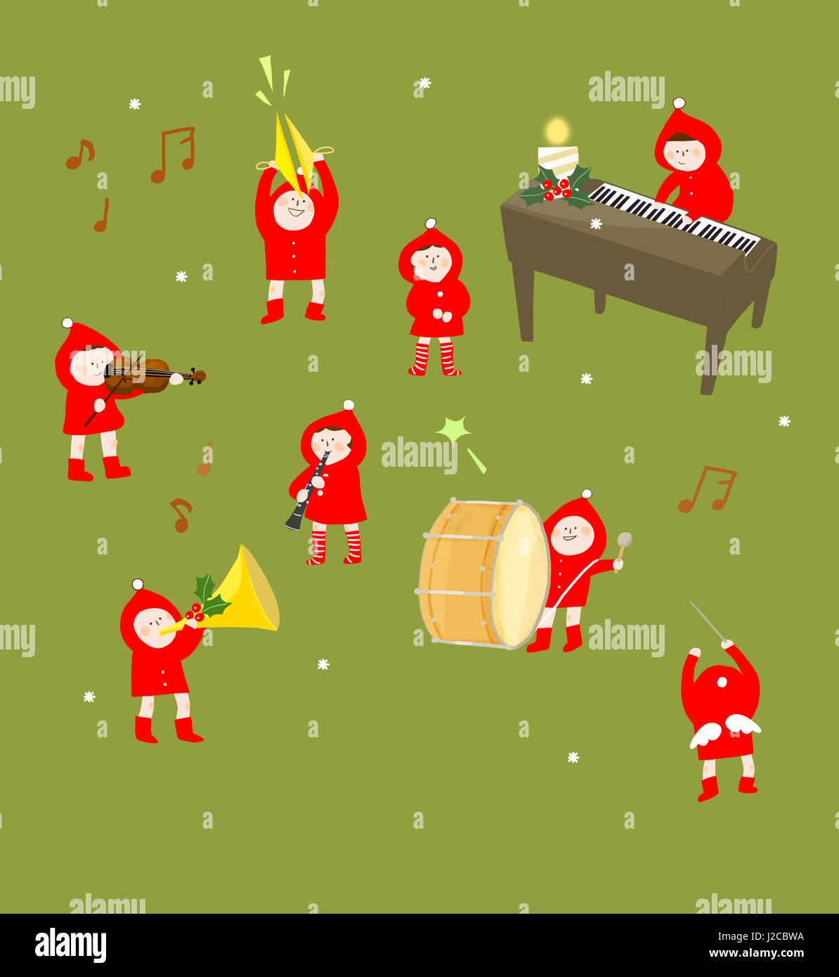 Smiling elves playing music Stock Photo - Alamy