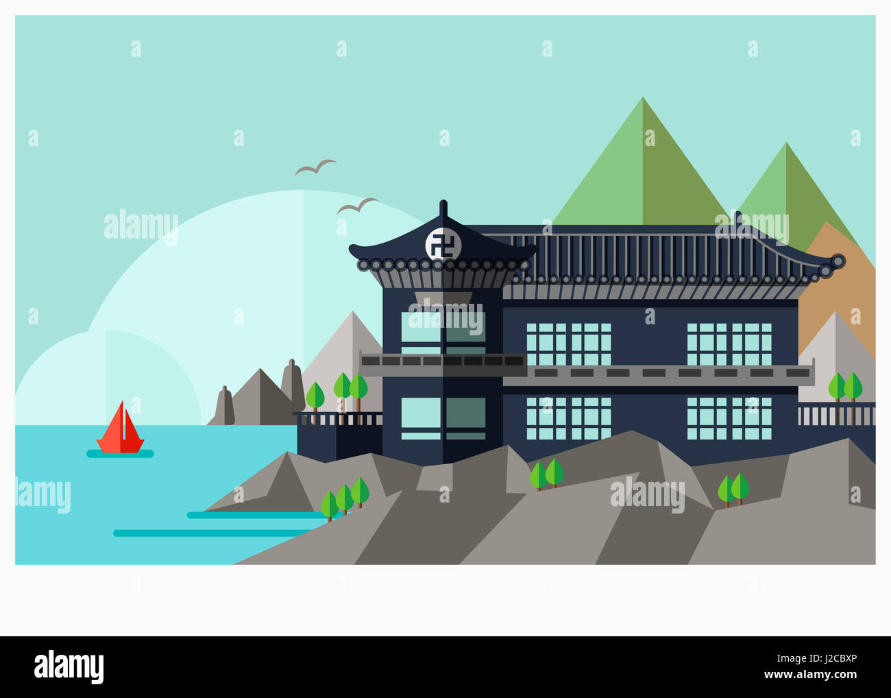 View of Korean landmark in Busan Stock Photo - Alamy