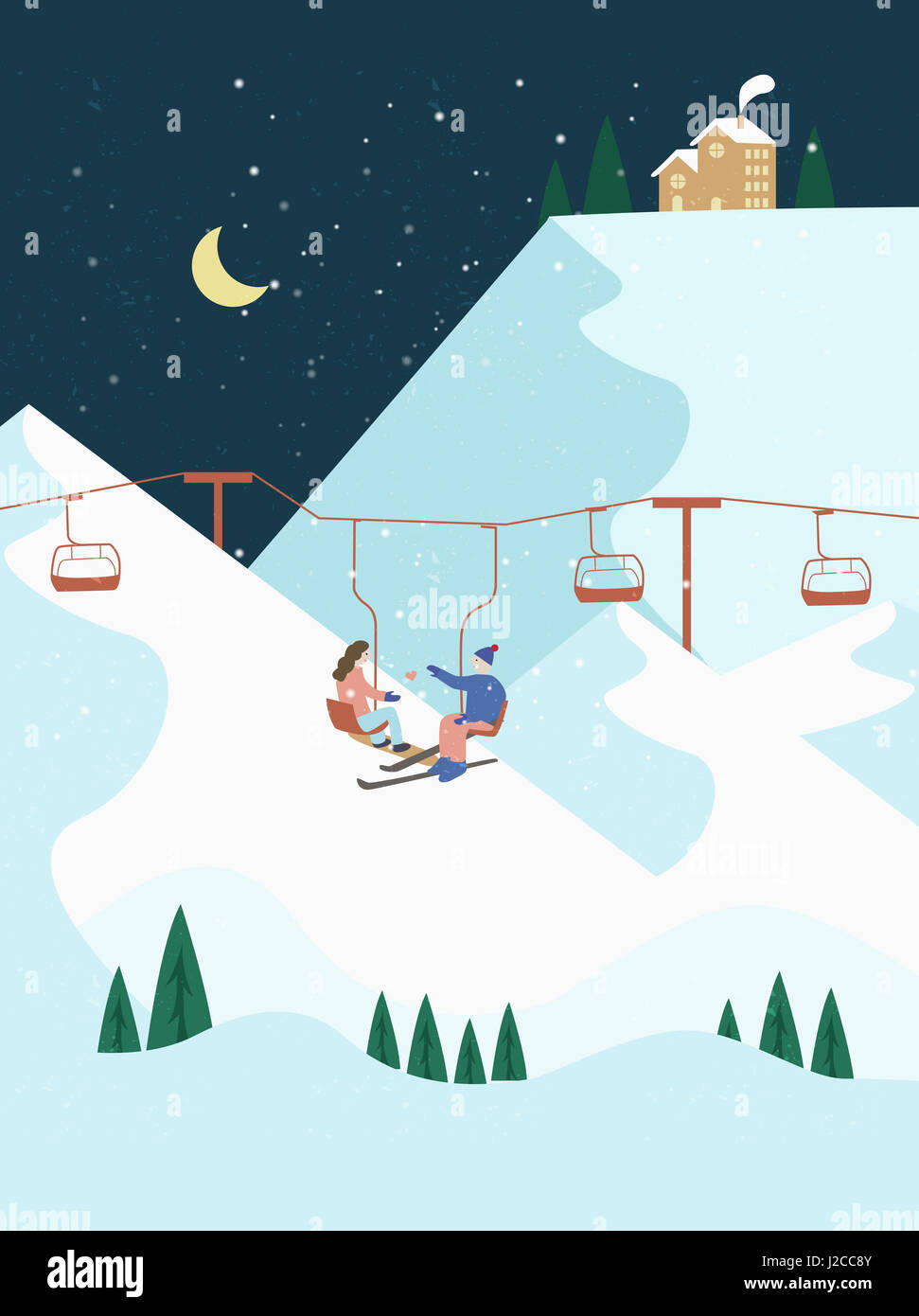 Loving couple at ski resort Stock Photo - Alamy