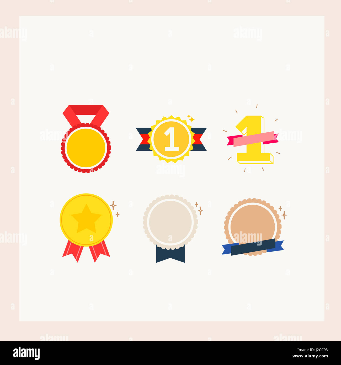 Icons of medal and emblems Stock Photo - Alamy