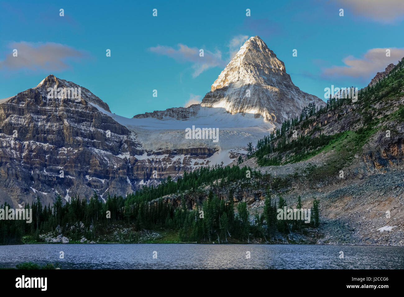Mount Assiniboine and Mount Magog as seen from Sunburst Lake Stock ...