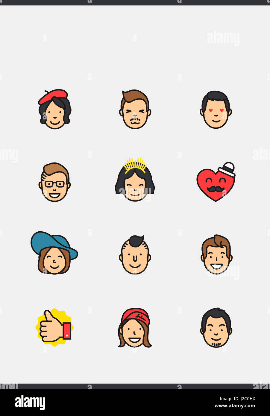 Icons of smiling faces Stock Photo - Alamy