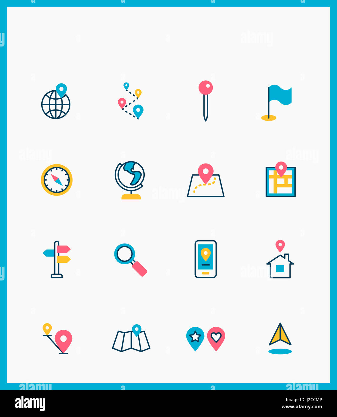 Icons related to map Stock Photo - Alamy