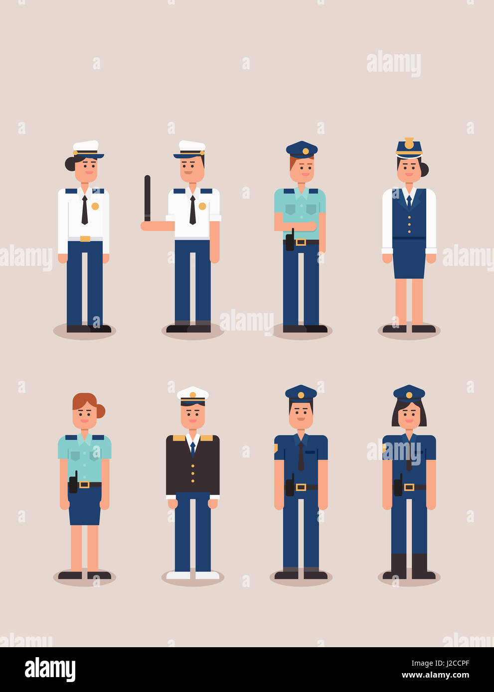 Character icons of various police officers Stock Photo - Alamy