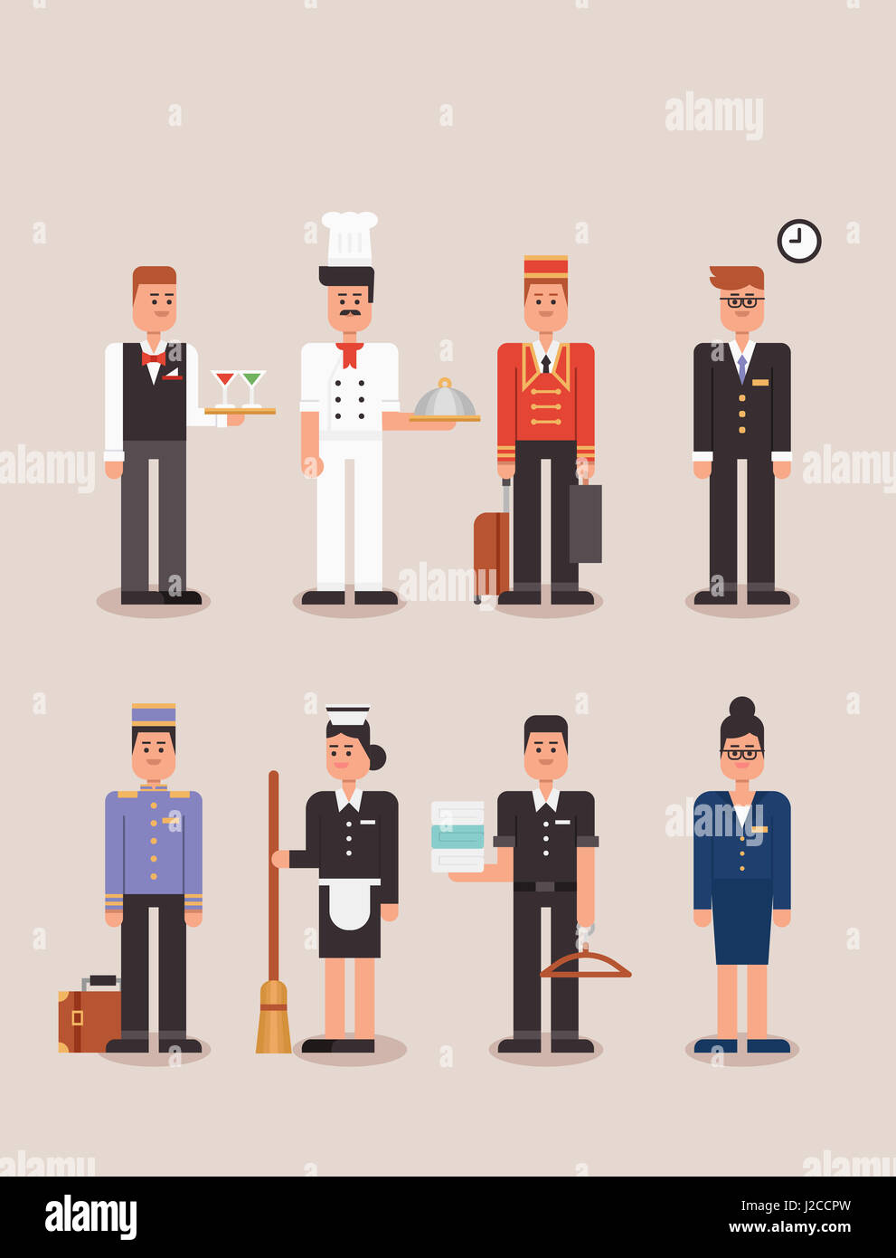 Various character icons related to hotel Stock Photo - Alamy