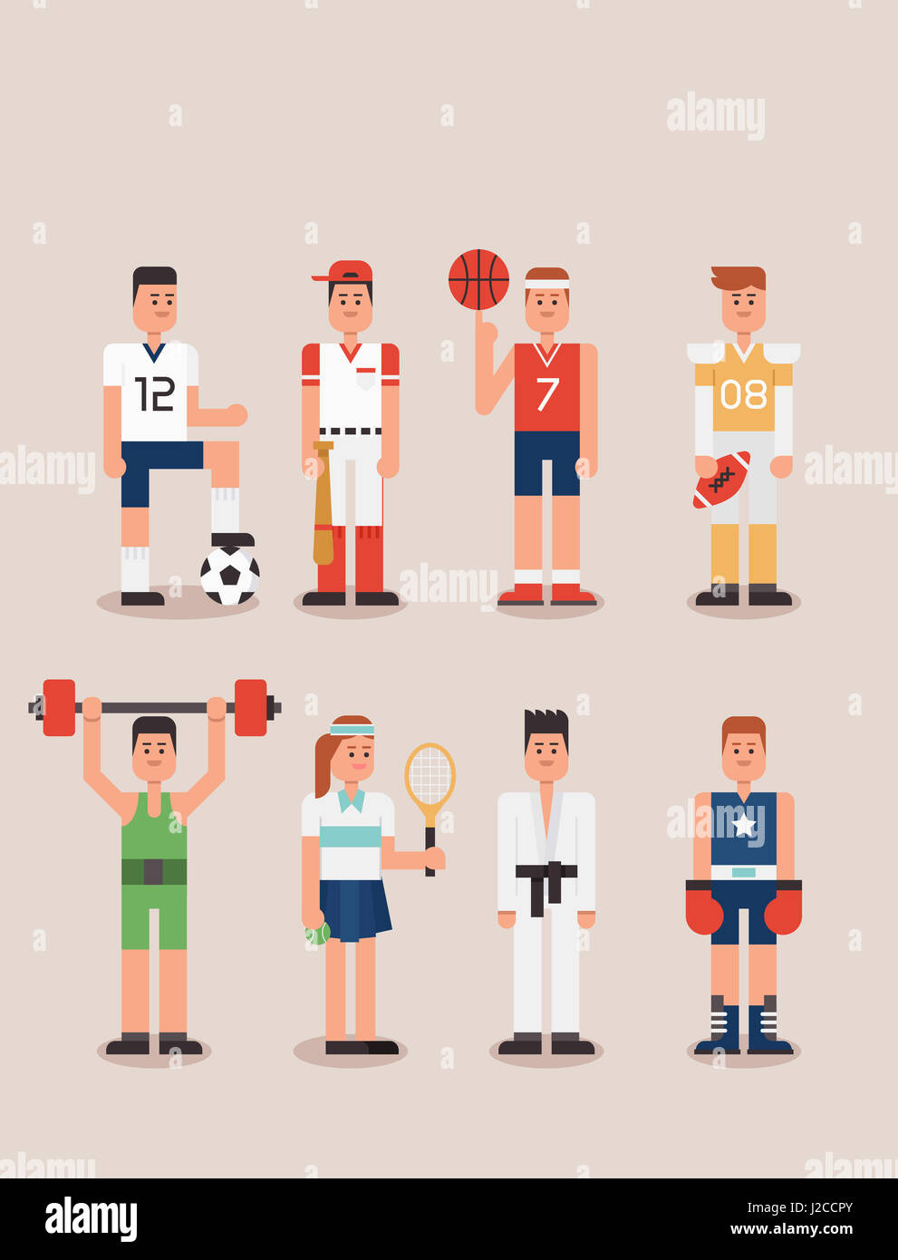 Character icons of various sports players Stock Photo - Alamy