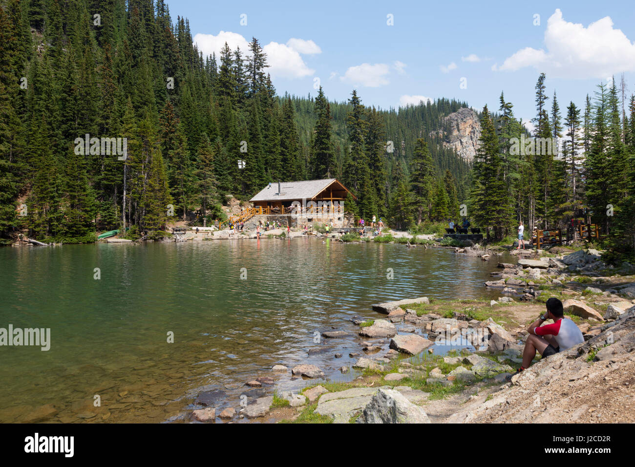 Canada, Banff National Park, Lake Agnes Tea House, above Lake Louise ...