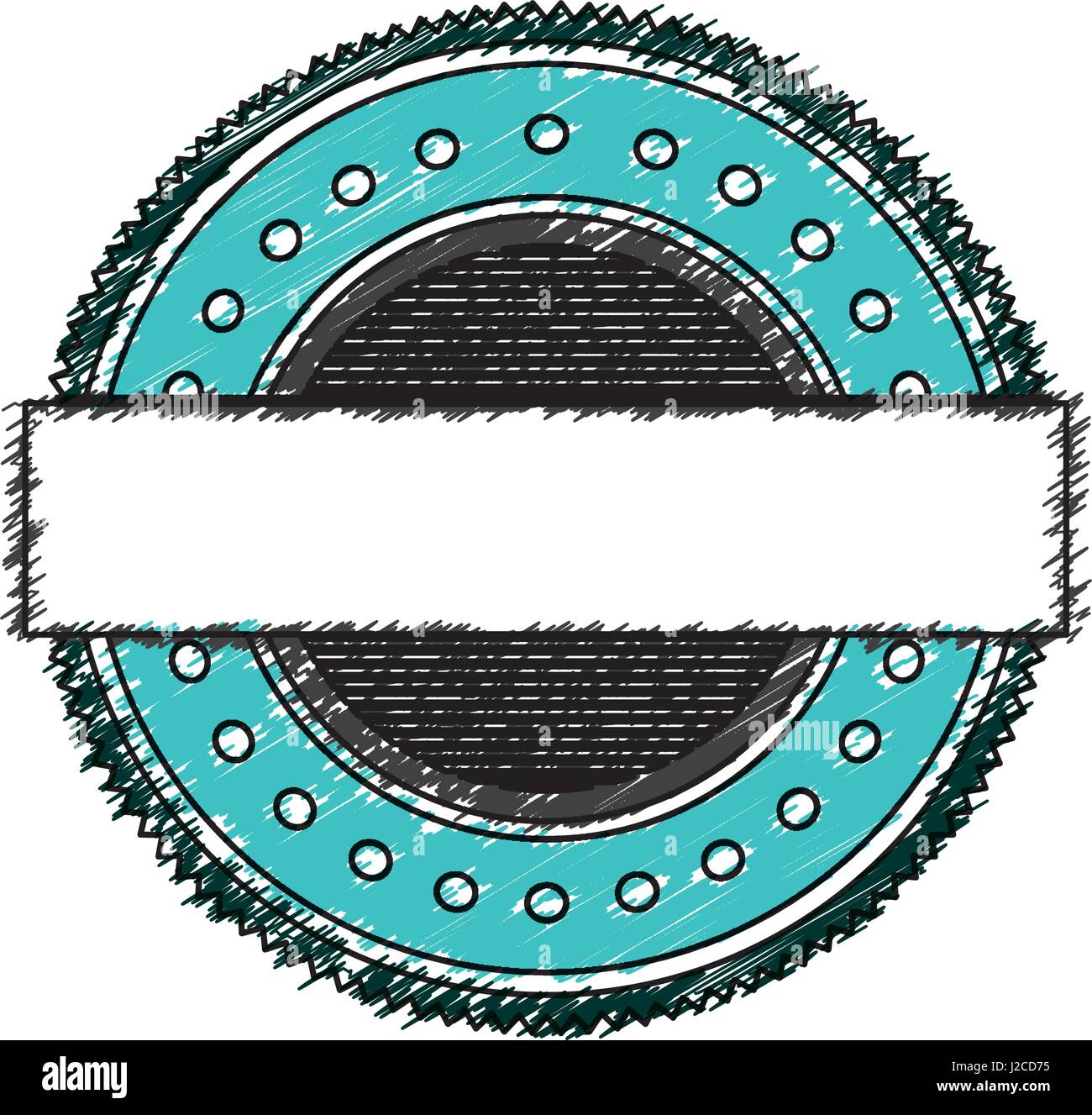 color pencil heraldic circular shape stamp with circles and decorative ...