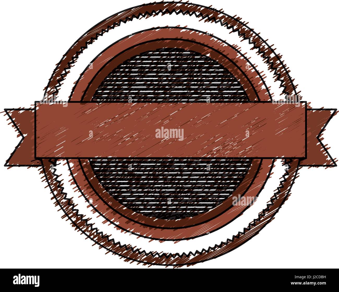 color pencil heraldic circle stamp with decorative ribbon Stock Vector ...