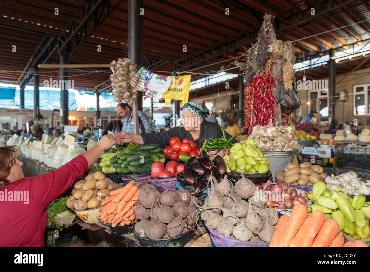 Georgia, Telavi. Vegetable merchant at a market in Telavi Stock Photo ...