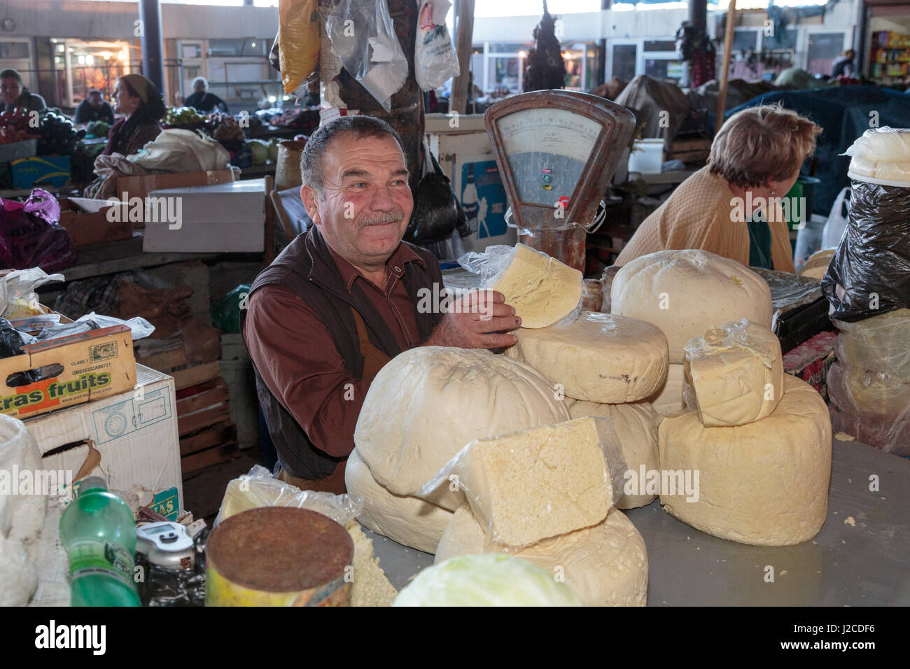 Georgia, Telavi. Cheese merchant at a market in Telavi Stock Photo - Alamy