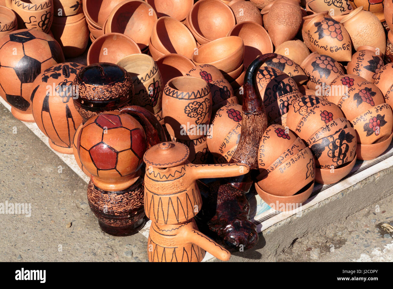 Georgia, Kutaisi. A collection of ceramic goods for sale Stock Photo ...