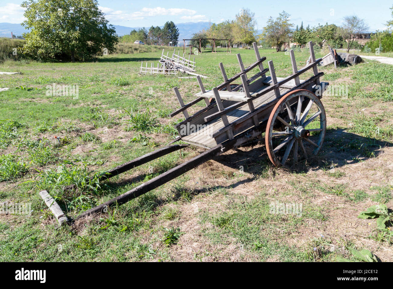 Georgia, Telavi. Wooden Carts in a field near Telavi Stock Photo - Alamy