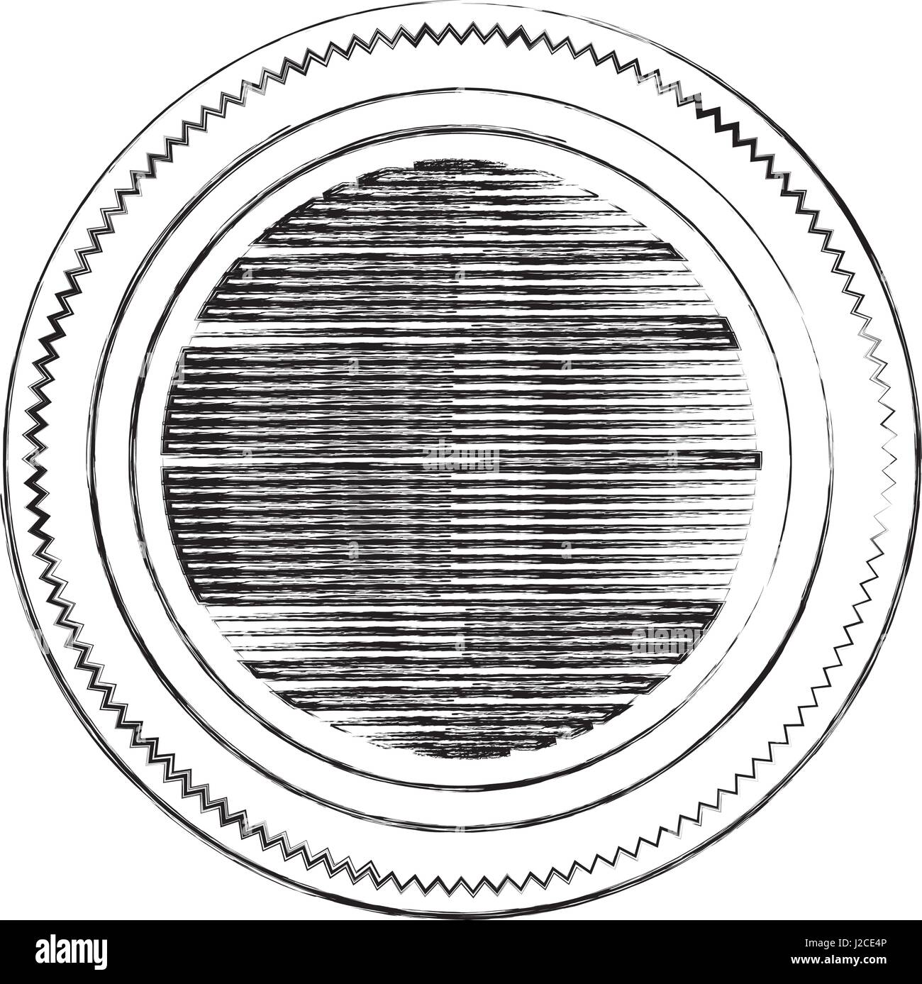 blurred silhouette heraldic circular figure stamp with circles and ...