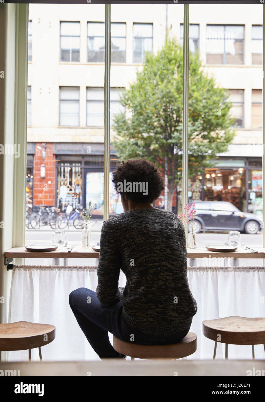 Coffee shop window from behind hi-res stock photography and images - Alamy