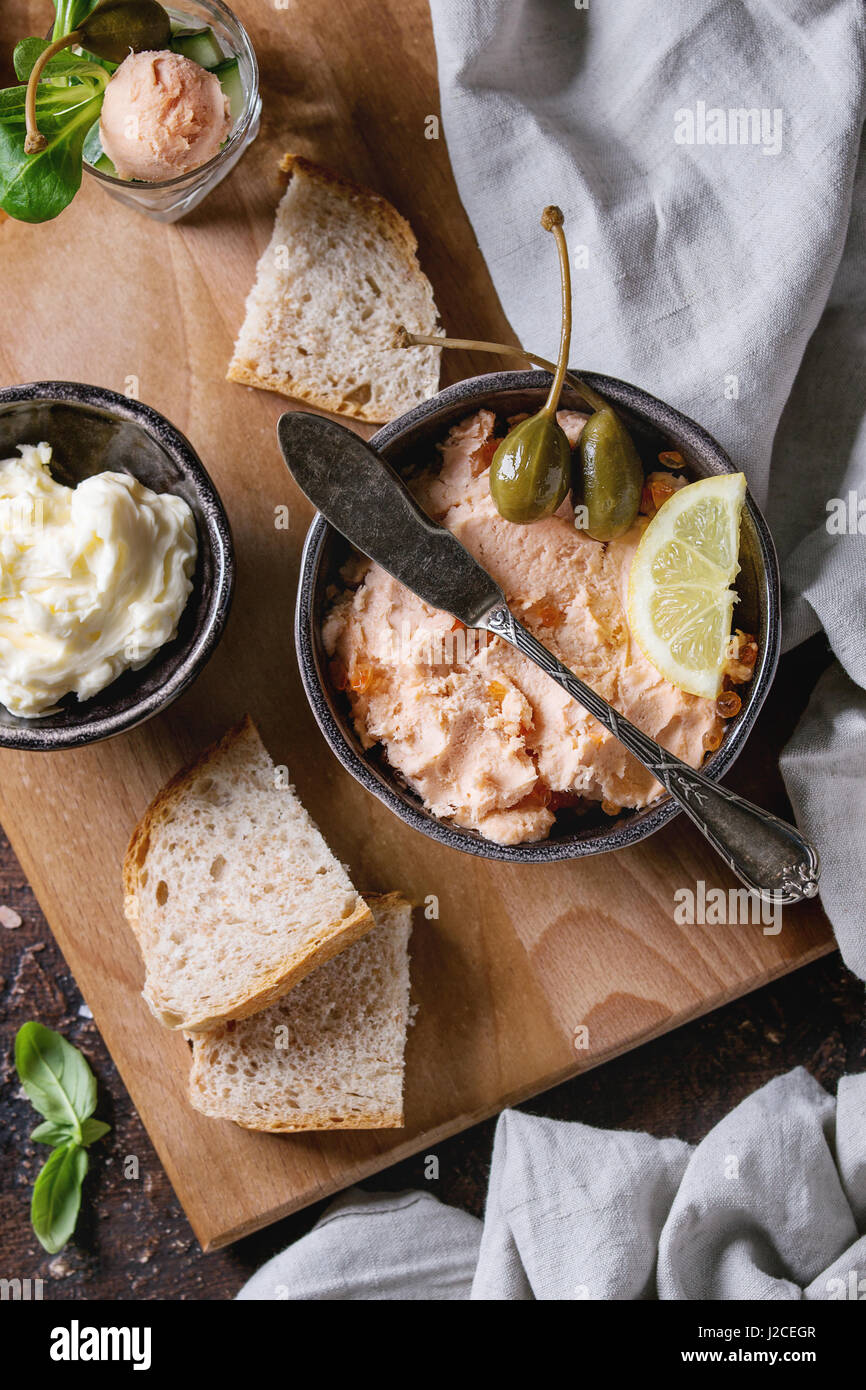 Salmon pate with red caviar Stock Photo - Alamy