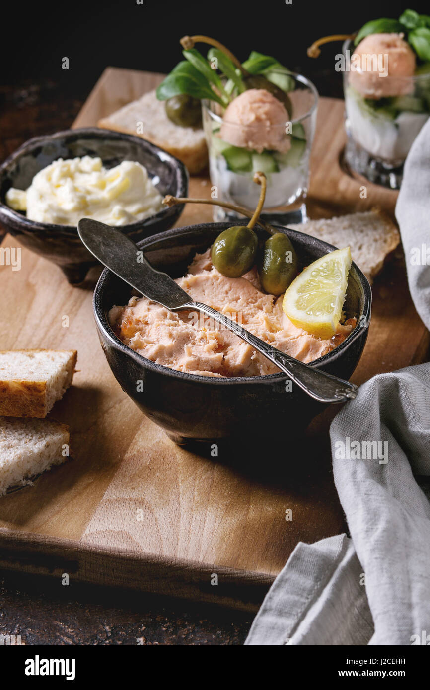 Salmon pate with red caviar Stock Photo - Alamy