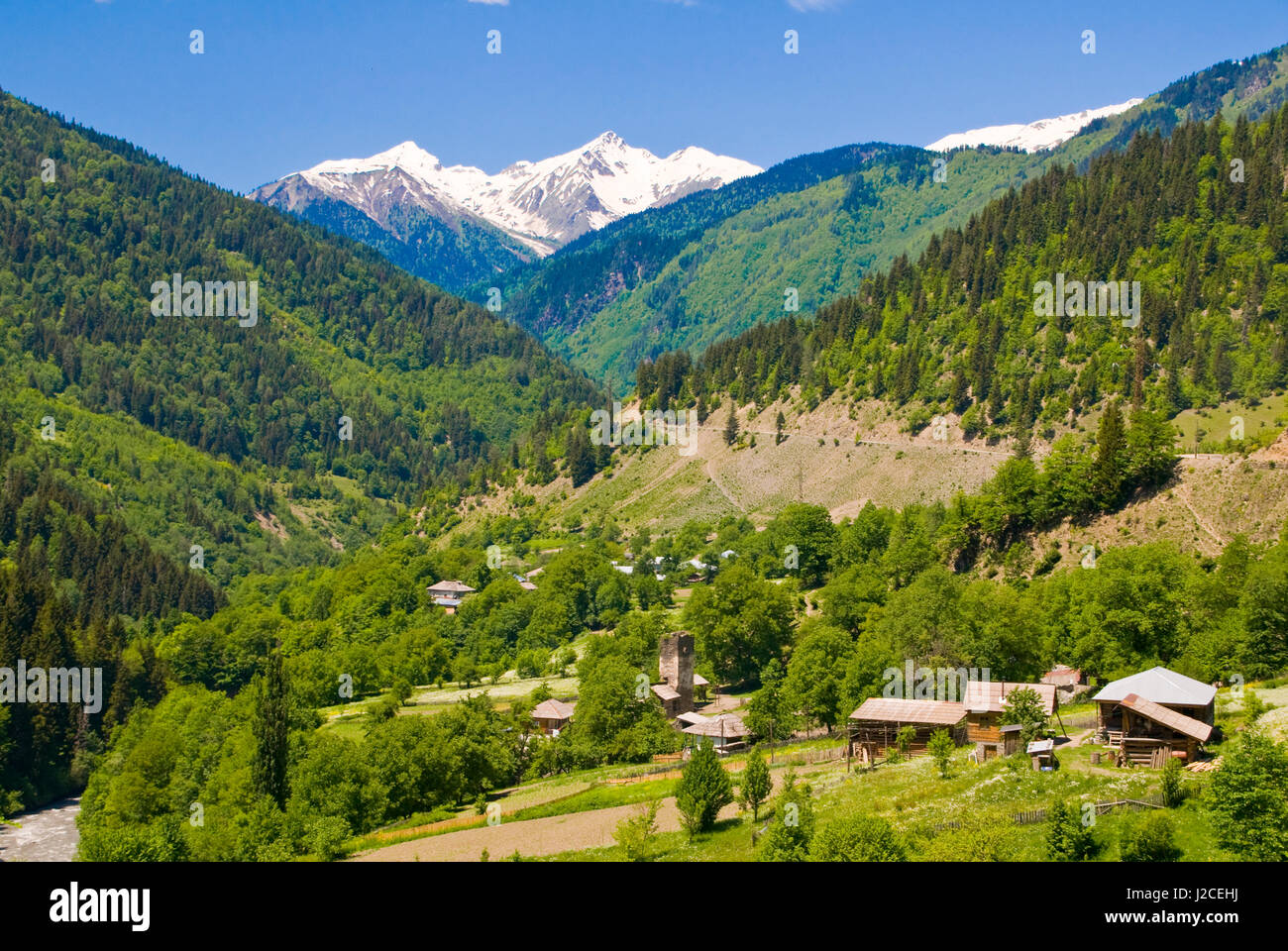 Mountain scenery of Svanetia, Georgia Stock Photo - Alamy