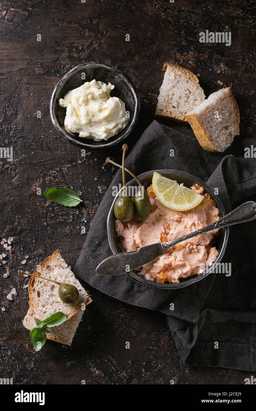 Salmon pate with red caviar Stock Photo - Alamy