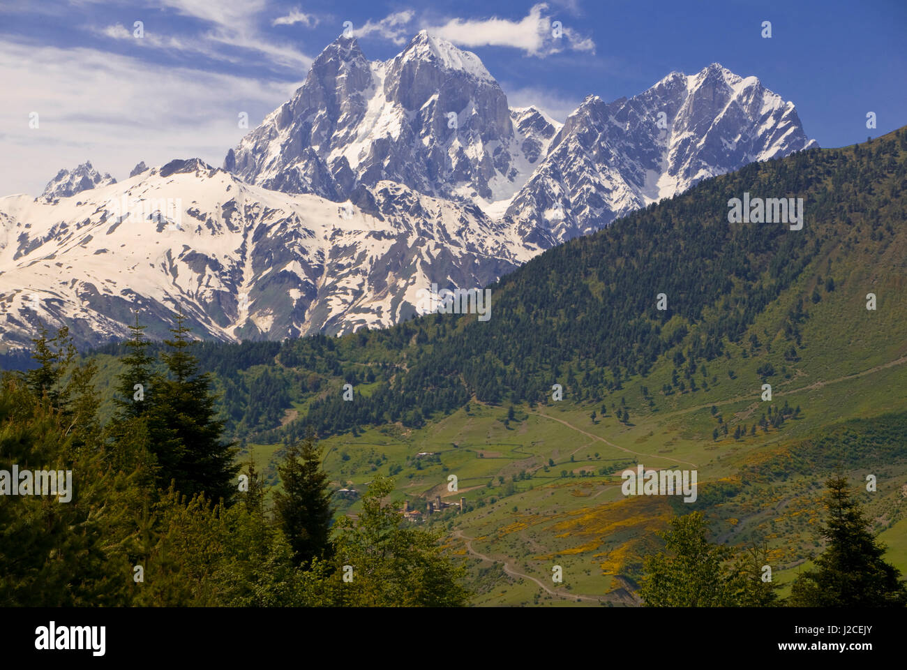Mountain scenery of Svanetia, Georgia Stock Photo - Alamy