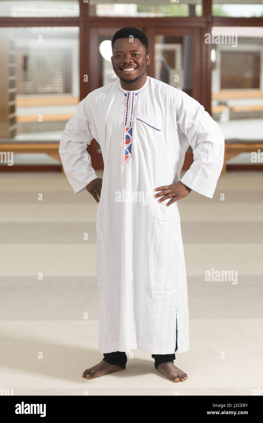 Portrait Of A African Muslim Man Making Traditional Prayer To God While ...