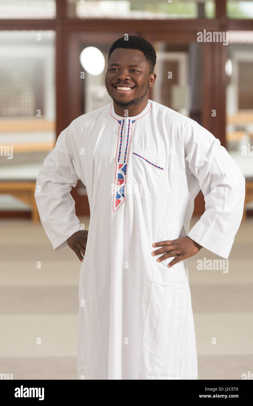 Portrait Of A African Muslim Man Making Traditional Prayer To God While ...