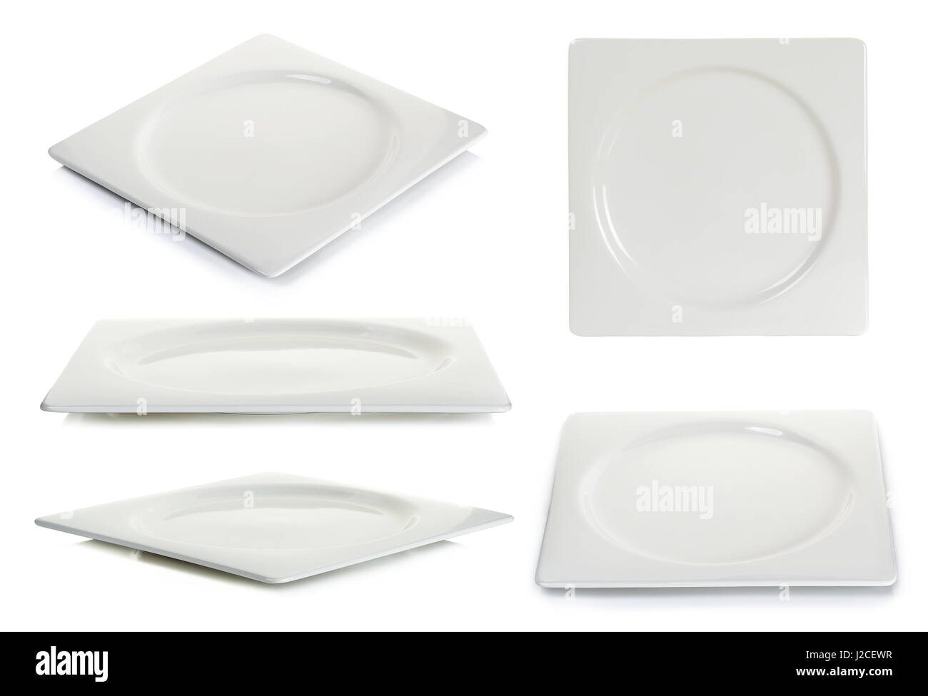 Set Empty white square plate isolated on white background Stock Photo ...