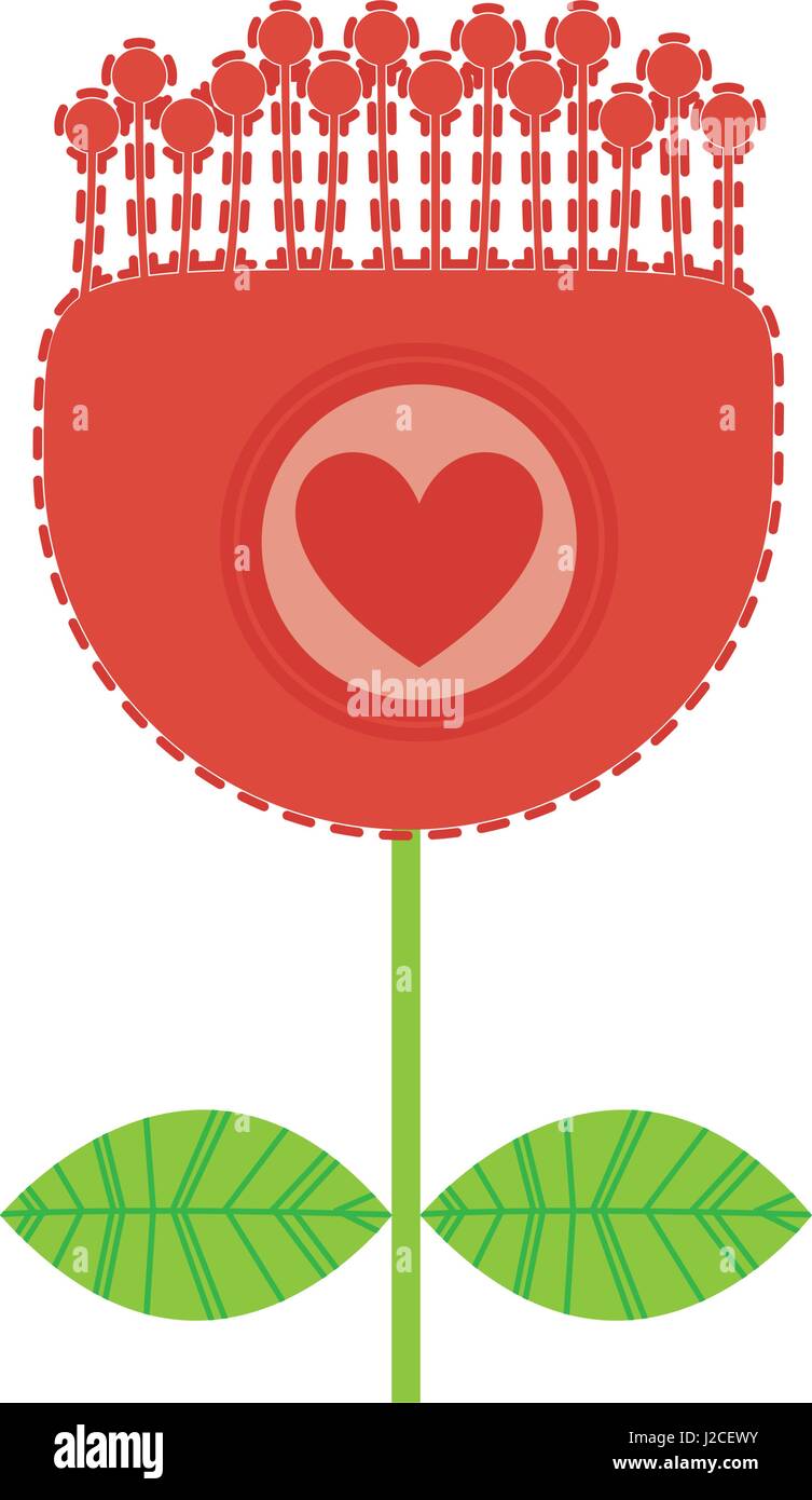 white background with red tulip flower with emblem of heart Stock ...