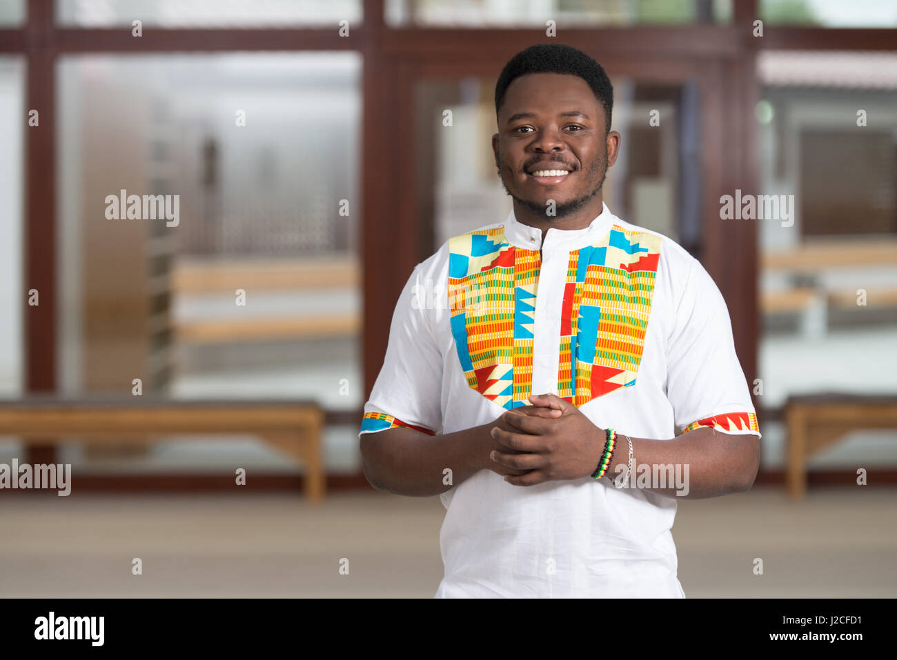 Portrait Of A Black African Muslim Man Is Praying In The Mosque Stock ...