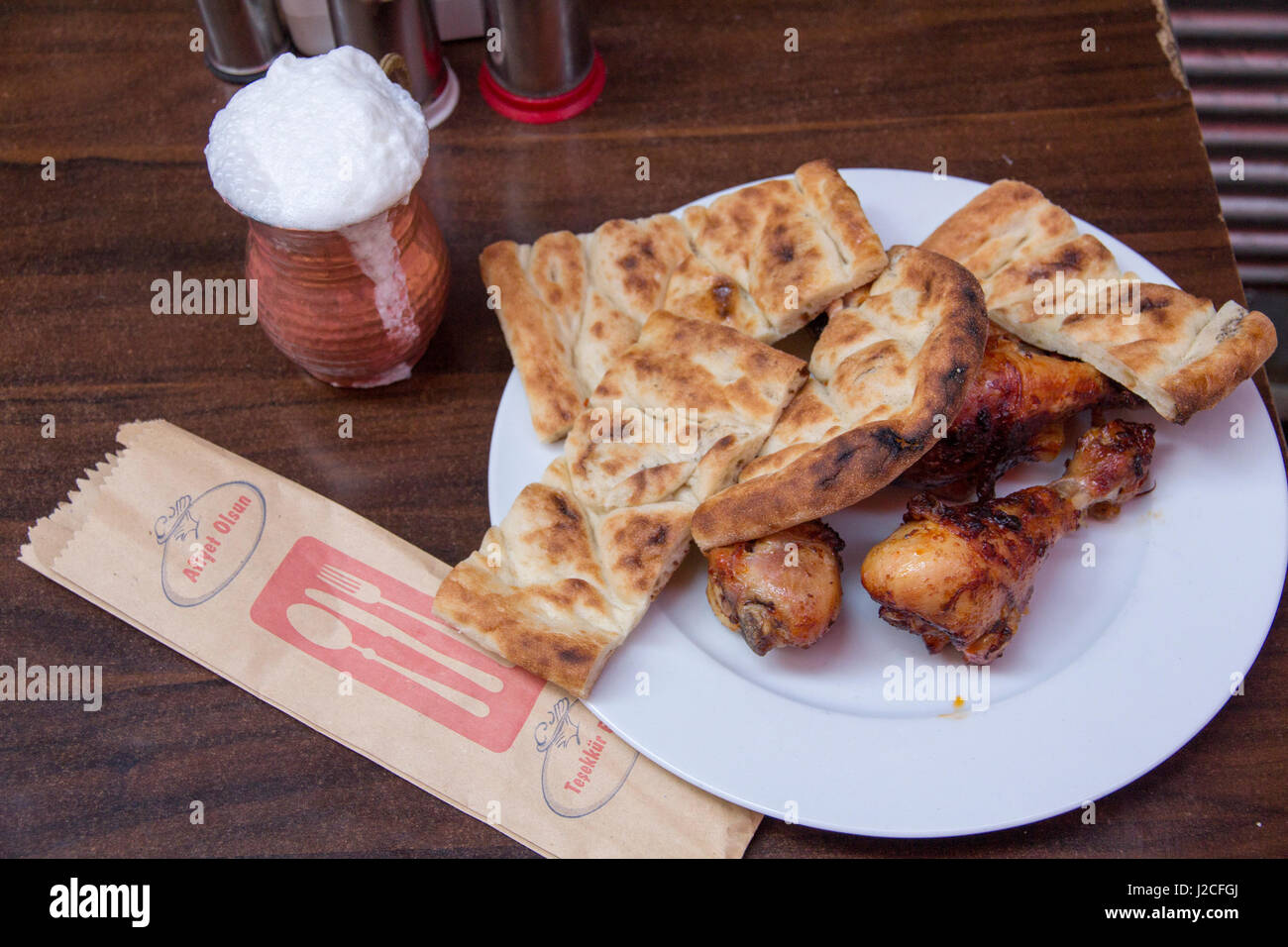 Turkey, Istanbul, outdoor restaurant, typical Turkish lunch, borek ...