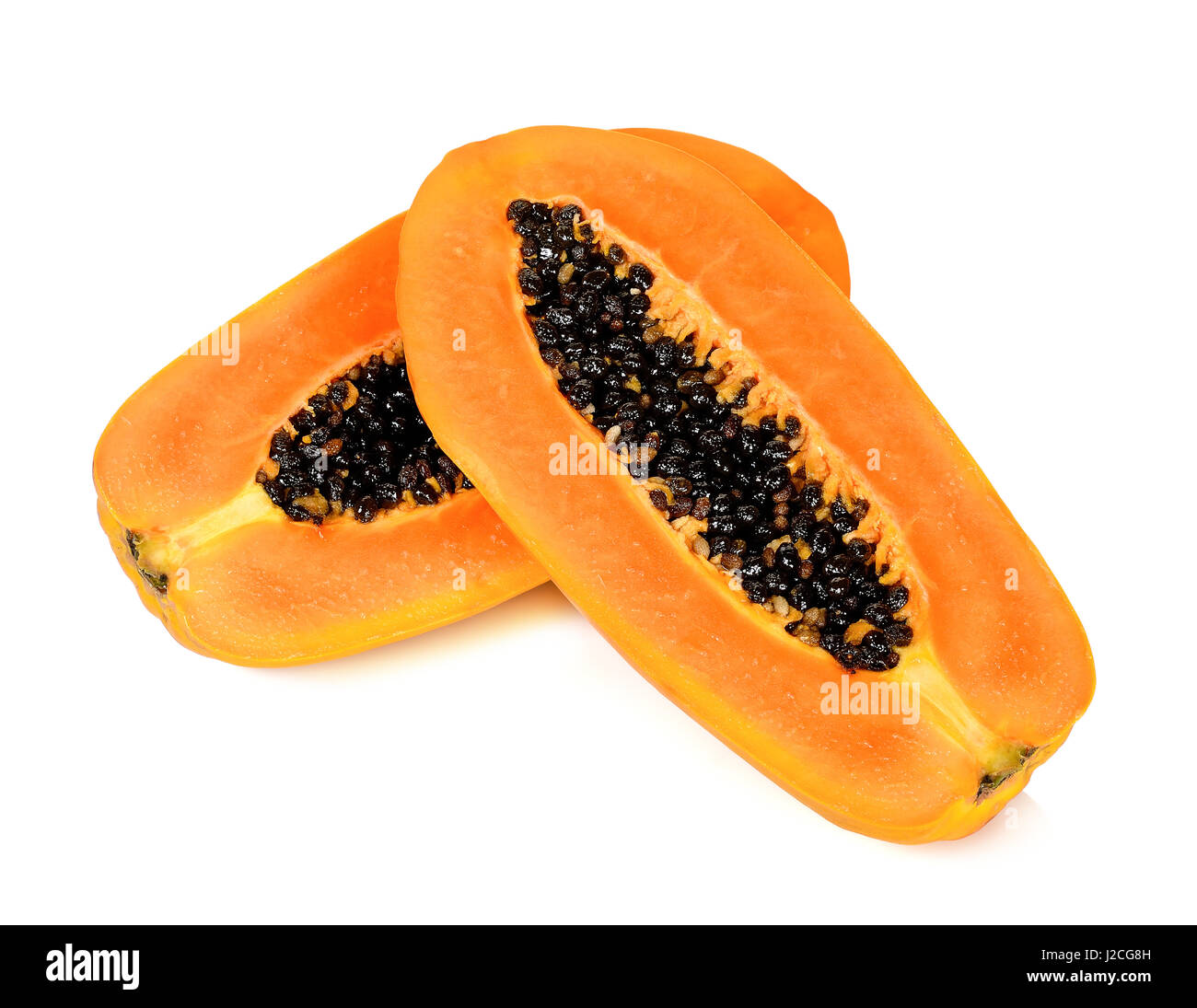 Half sliced ripe papaya isolated on the white background Stock Photo ...