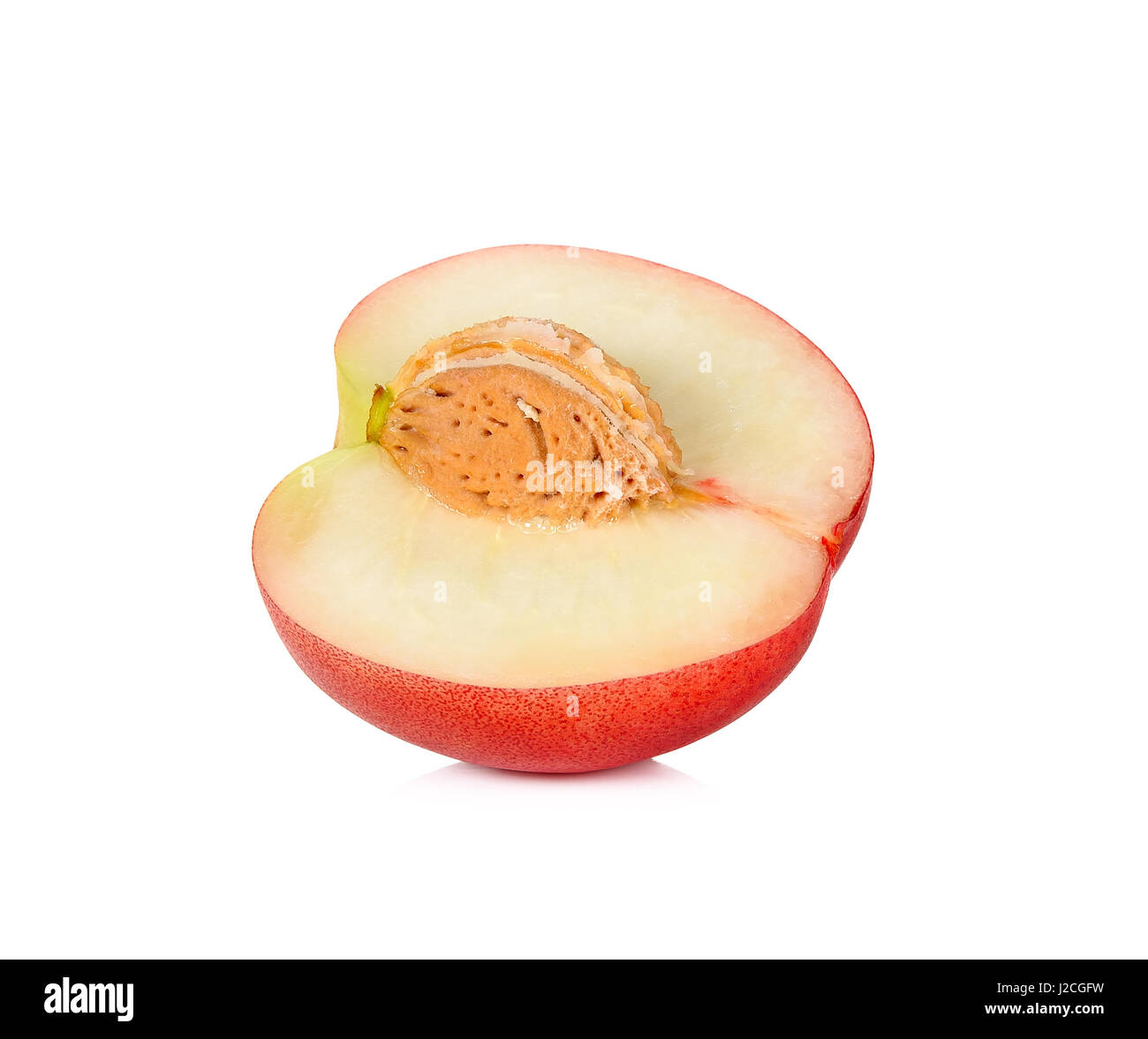 Half of Nectarine fruit isolated on the white background Stock Photo ...