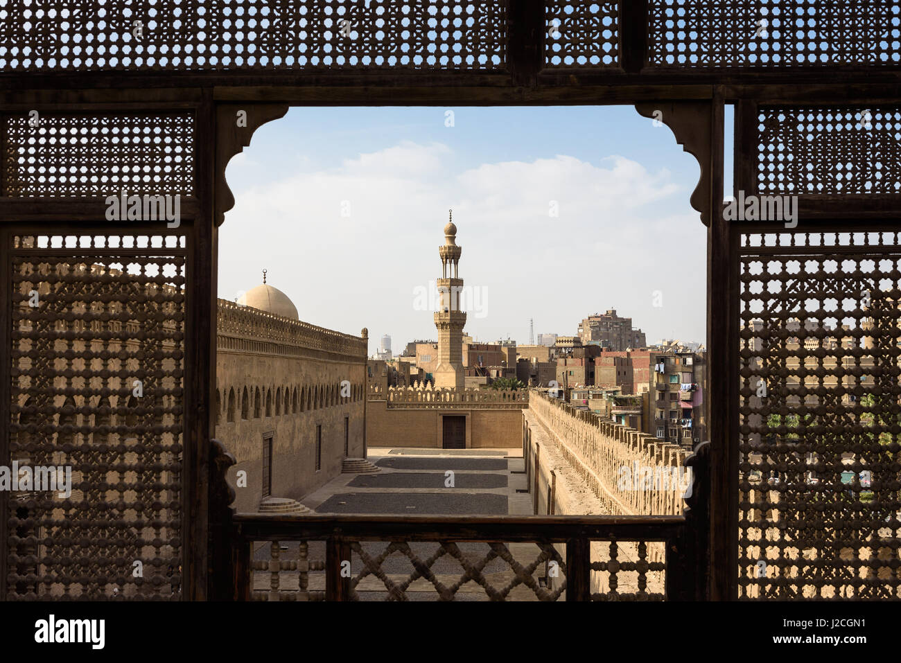 Egypt, Cairo Governorate, Cairo, view from the roof terrace of the ...