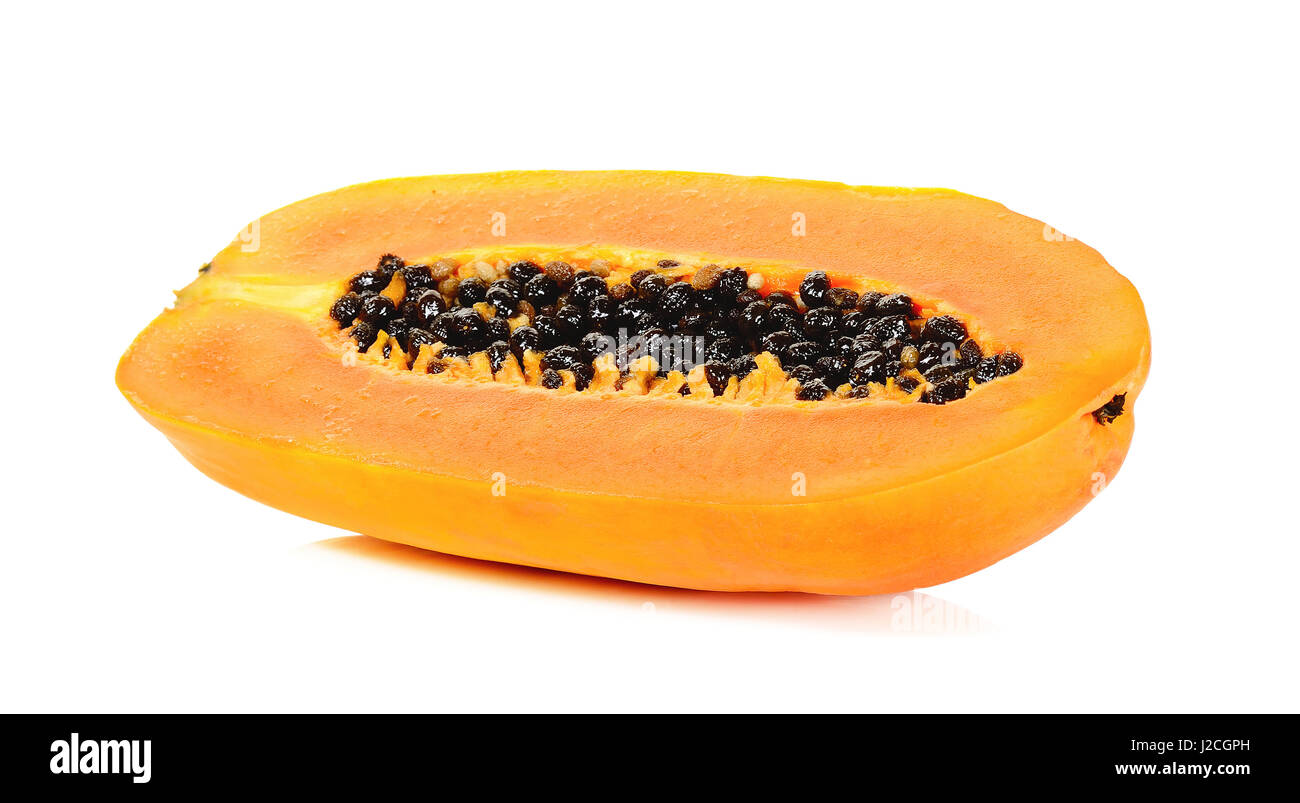 Half of ripe papaya isolated on the white background Stock Photo - Alamy