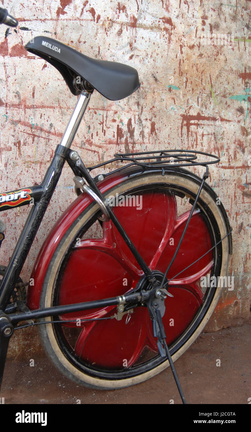 Asia, Vietnam. Fancy bicycle wheel in the form of a flower, Can Tho ...