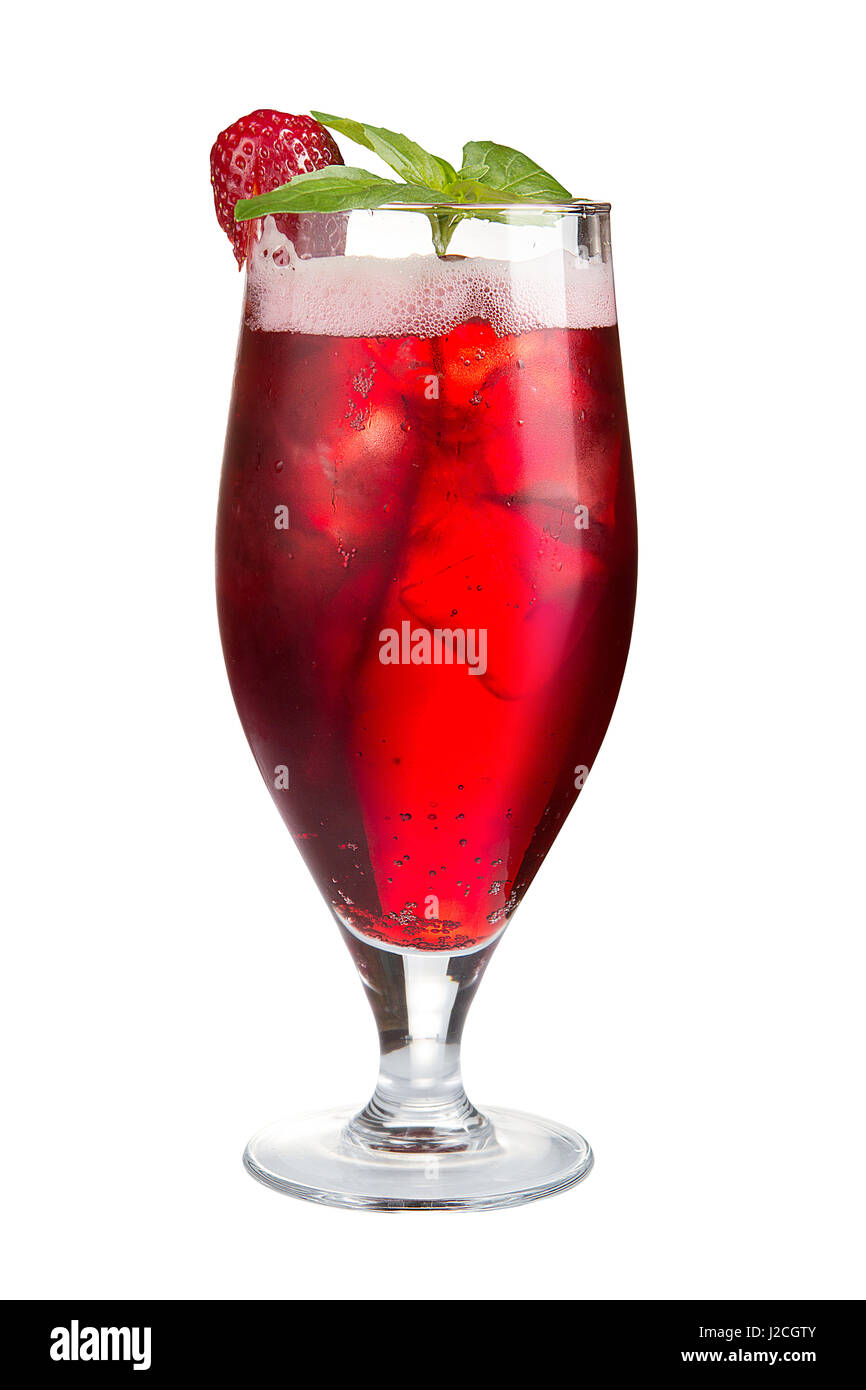 Refreshing strawberry cocktail. Alcohol cocktail decorated with ...