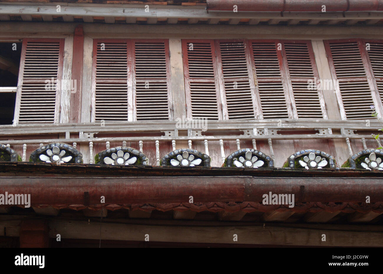Asia, Vietnam. Shutters on an old palace at The Citadel, Hue, Thua ...