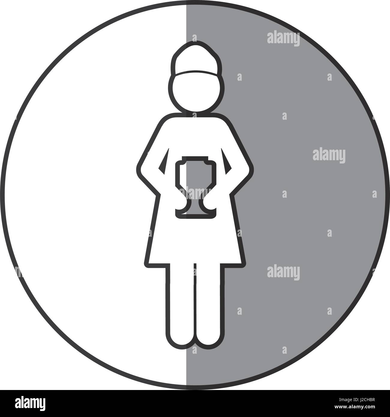 circular frame shading with silhouette of woman nurse icon Stock Vector ...
