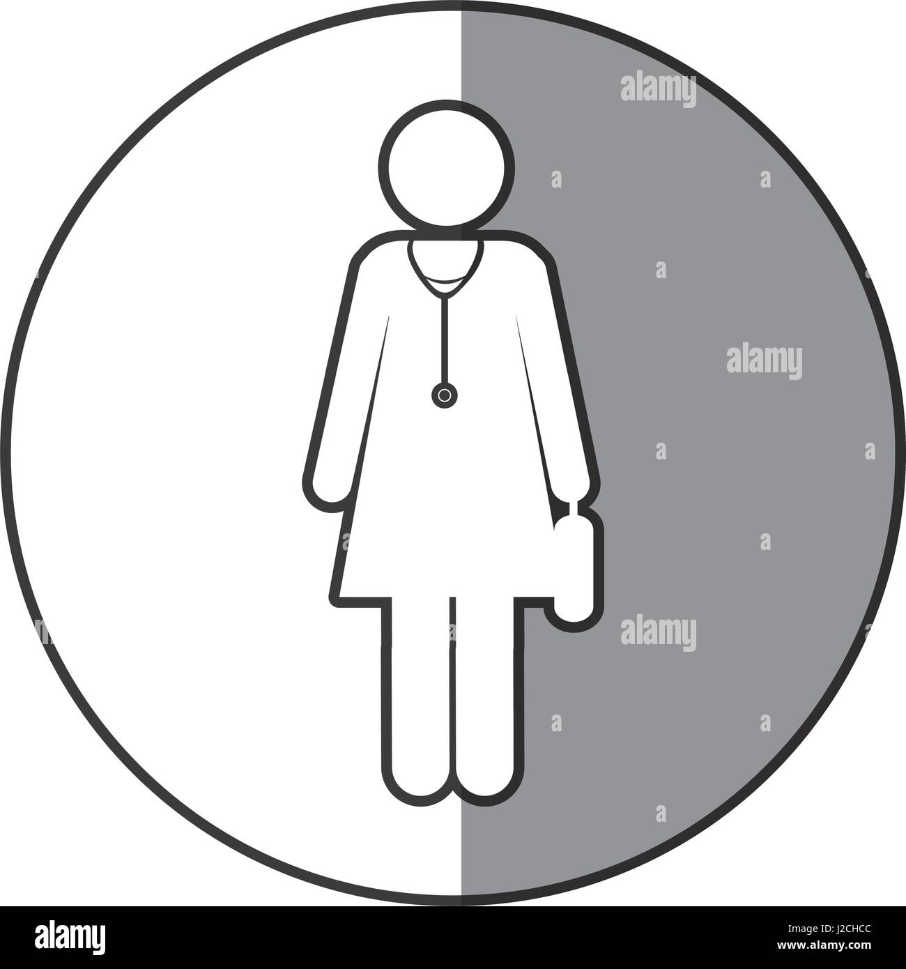 circular frame shading with pictogram female doctor with stethoscope ...