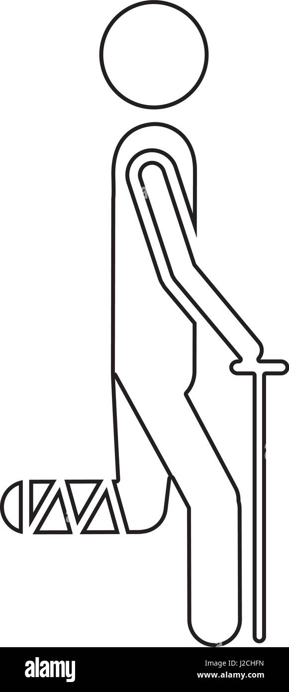 silhouette pictogram bandaged leg patient icon flat Stock Vector Image ...