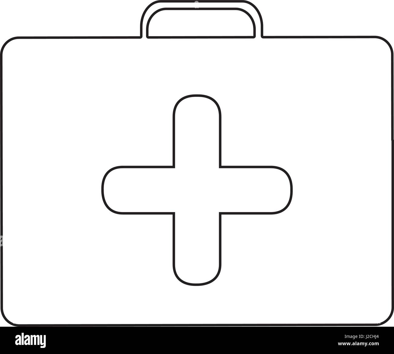 silhouette with first aid kit with cross shape inside Stock Vector ...