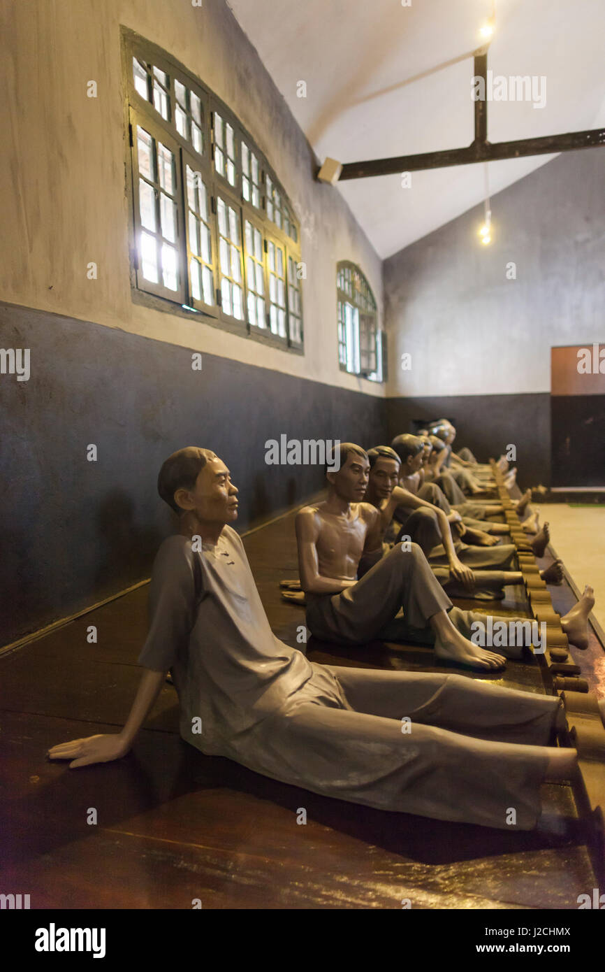 Vietnam, Hanoi. Hoa Lo Prison Museum, exhibit of French colonial era ...