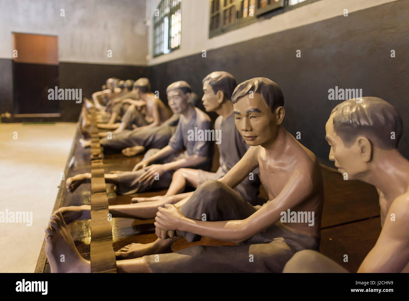 Vietnam, Hanoi. Hoa Lo Prison Museum, exhibit of French colonial era ...