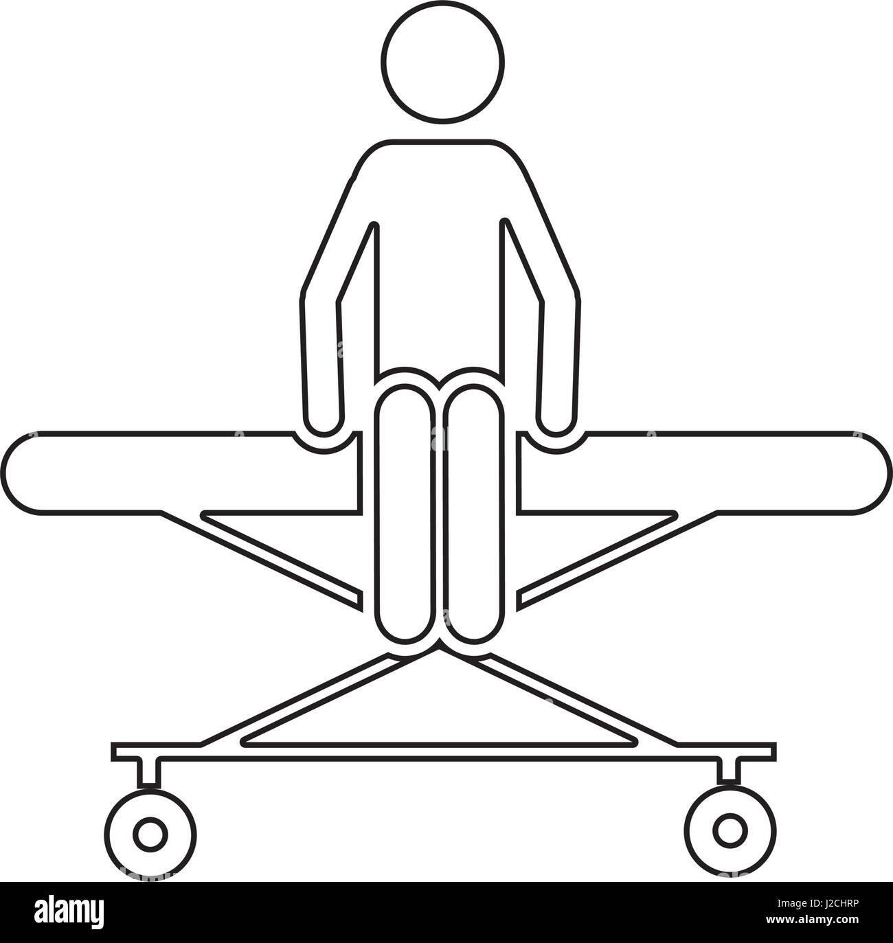 silhouette pictogram patient sit in stretcher clinical Stock Vector ...