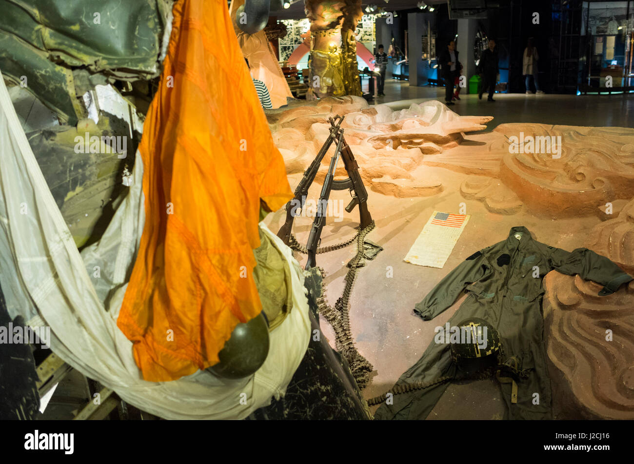 Vietnam, Hanoi. Ho Chi Minh Museum, Vietnam War-era exhibit with ...